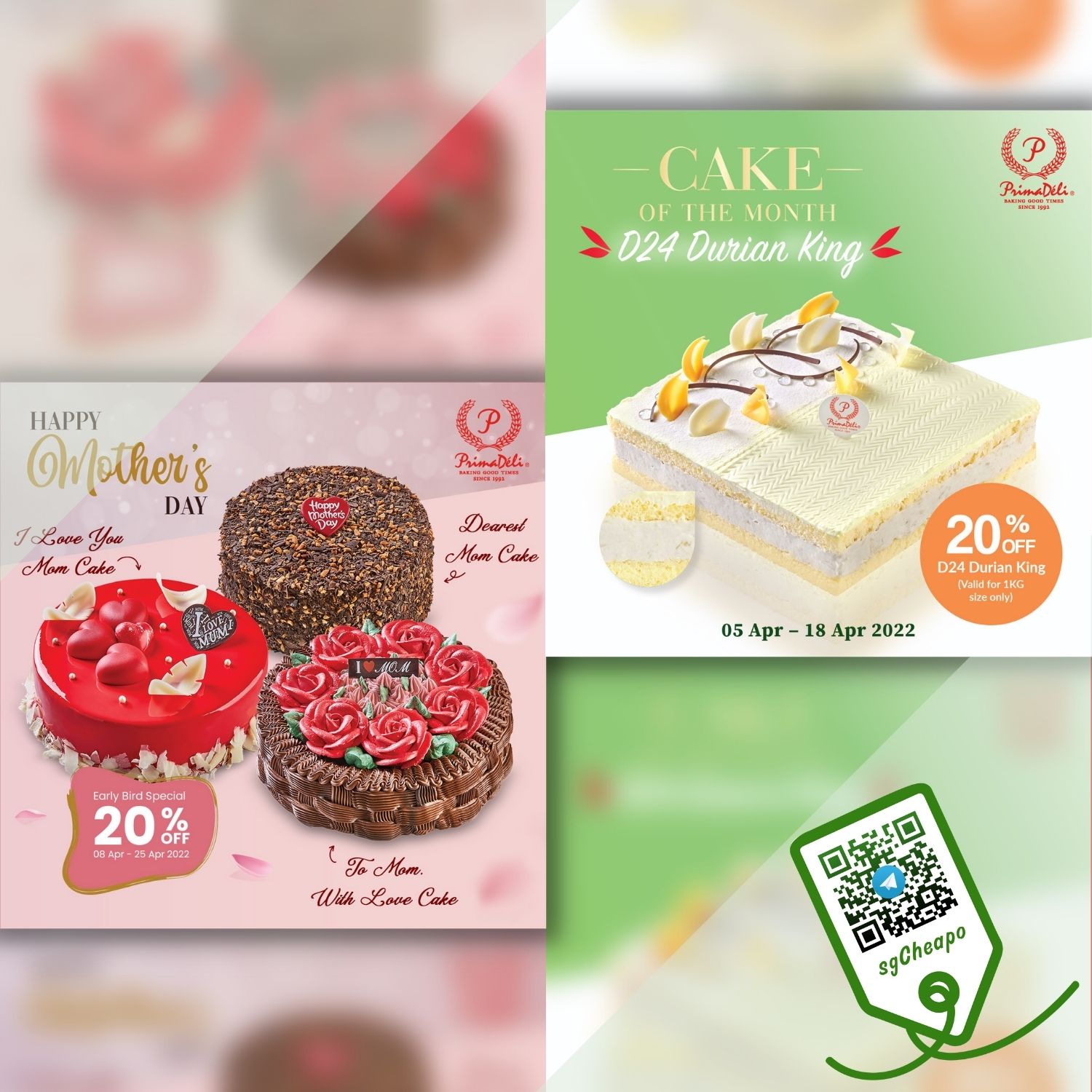 20% OFF PrimaDeli Cakes - Singapore Promo