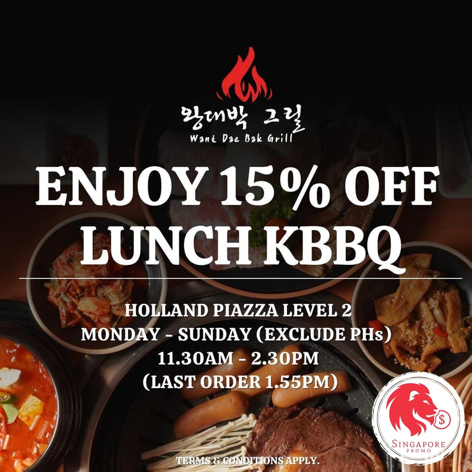 15% OFF Lunch KBBQ - Singapore Promo