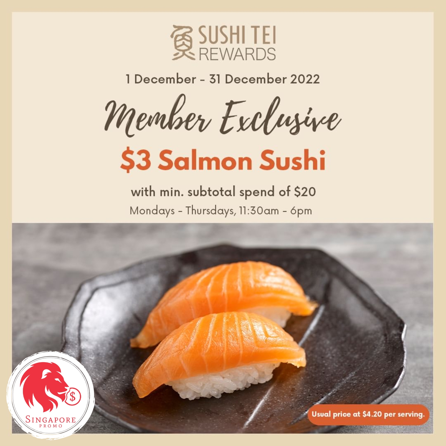 $3 Salmon Sushi - Singapore Promo