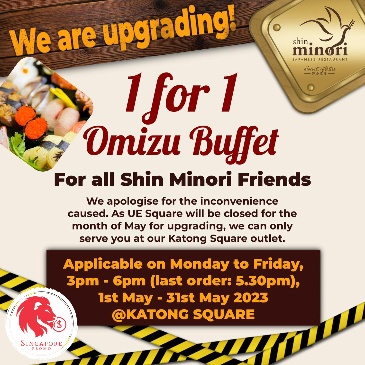 1 for 1 Omizu Buffet - Singapore Promo