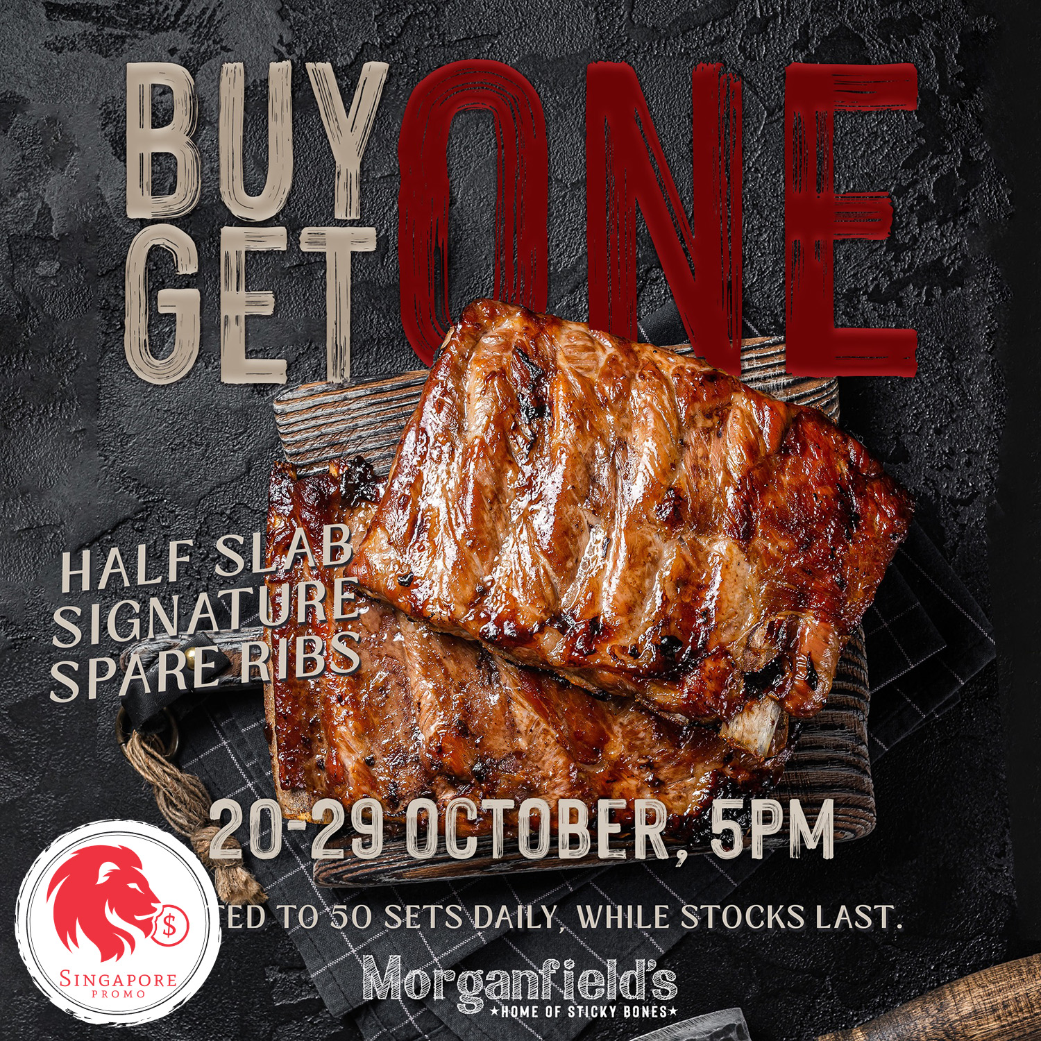1-FOR-1 Half Slab Spare Ribs - Singapore Promo
